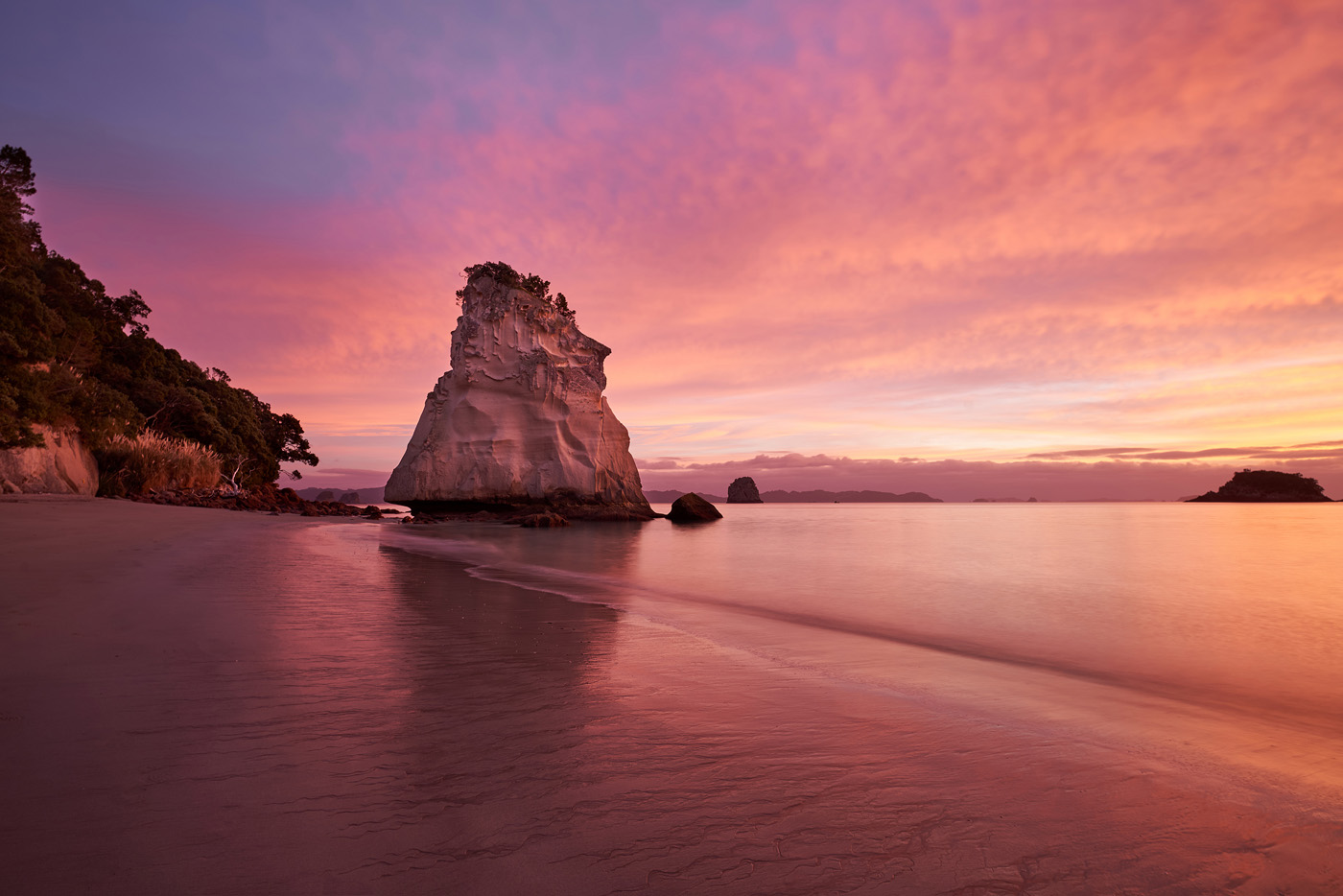 Cathedral Cove Pink Sunrise - NZ Landscape Prints for Sale